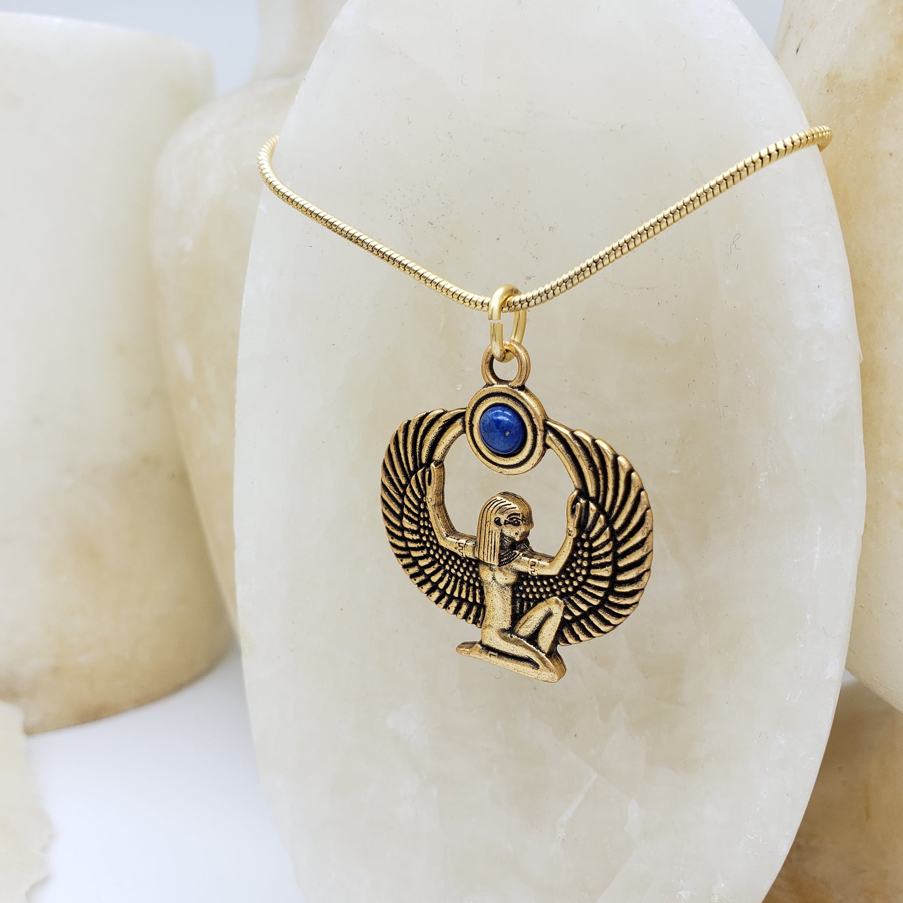 Egyptian ISIS Pendant with Lapis - Antique Gold Finish – Museum ...